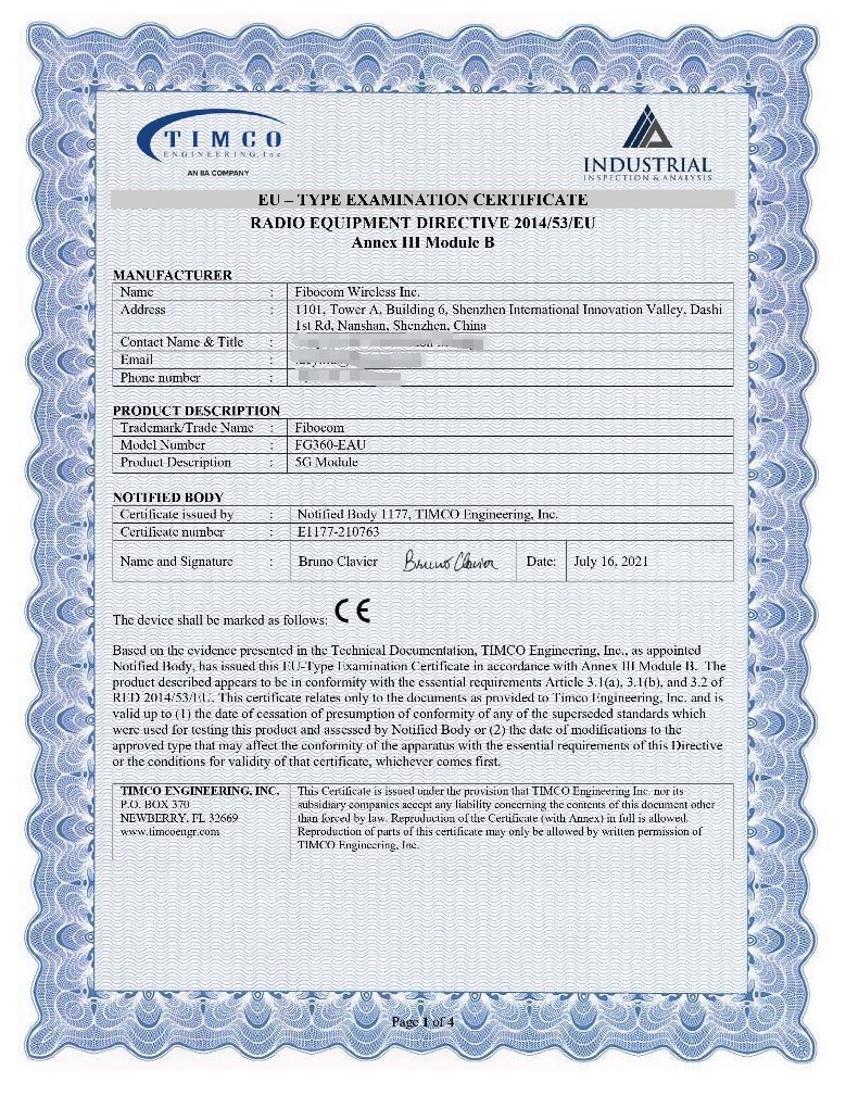 Fibocom 5G Module FG360-EAU Received CE Certificate, Boosting ...