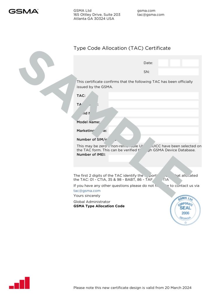 New TAC Allocation certificate launched - Device Services