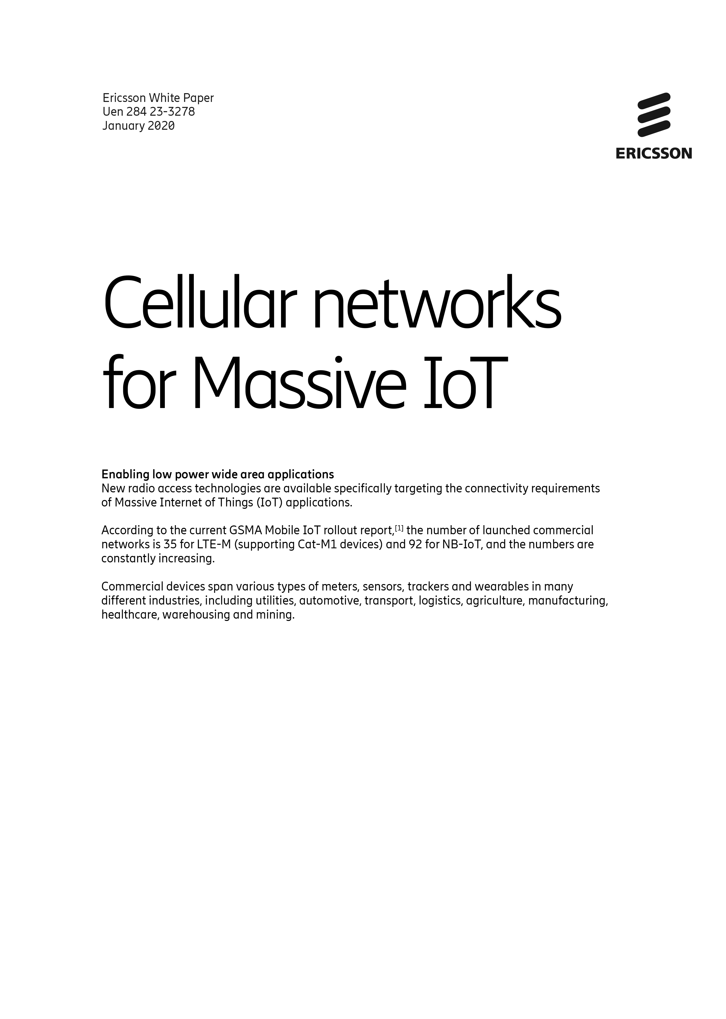 Cellular Networks for Massive IoT - Enabling Low Power Wide Area Applications | Internet of Things