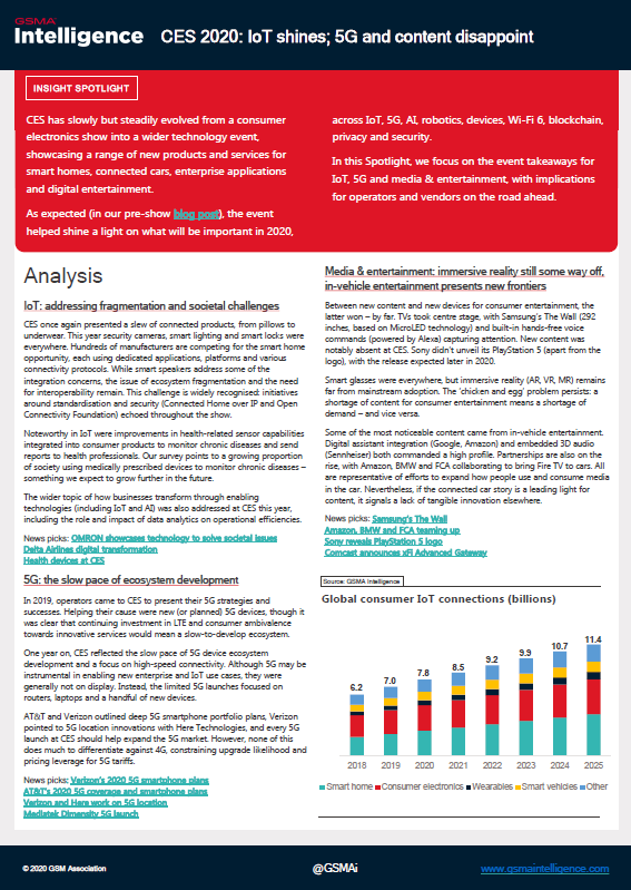 CES 2020: IoT Shines; 5G and Content Disappoint | Internet of Things