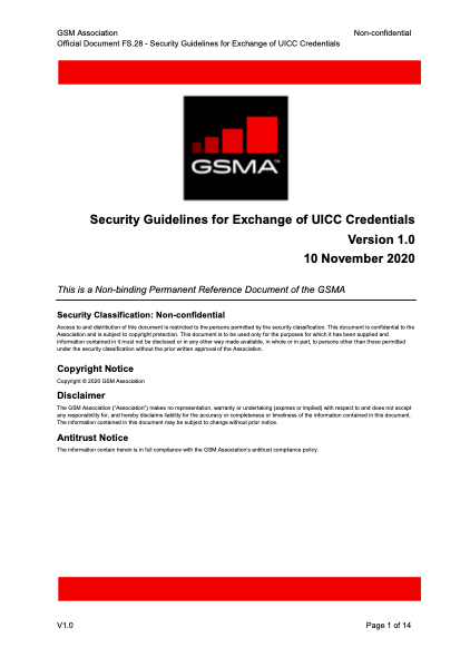 FS.28 Security Guidelines for Exchange of UICC Credentials - Security